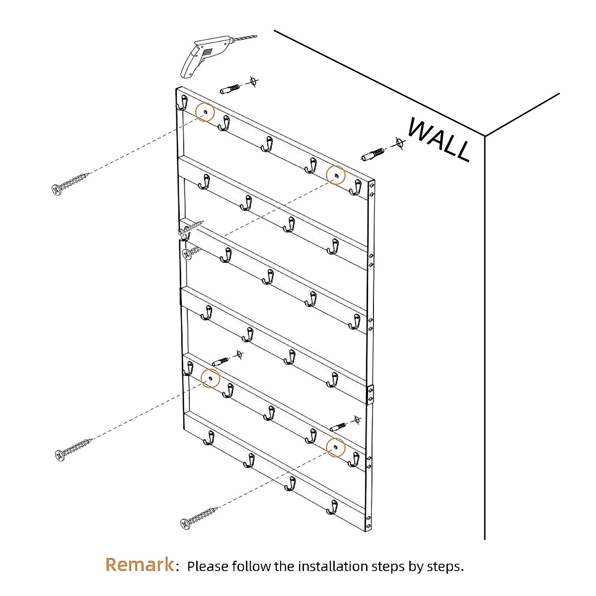 Aomomery Coffee Mug Rack,Rustic Coffee Mug Holder Wall Mounted,Bamboo Coffee Cup Holder with 27 Mug Organizer Hooks,Large 6-Tier Mug Display for Kitchen