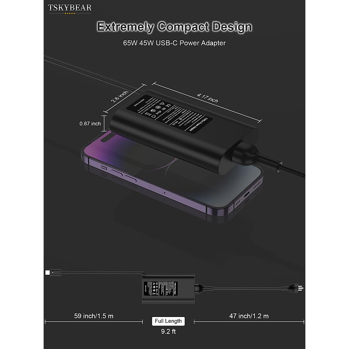 65W 45W USB C Laptop Charger for Dell Latitude 5420 5520 7420 7390 7400 7410 E5420 5320 7320 7370 5289 XPS 13 7390 9350 9360 9365 9370 Chromebook 3100 5190 Charger Type-C AC Adapter Power Supply Cord