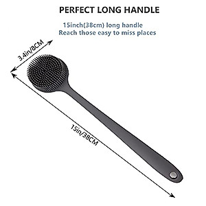 Cinlitek Silicone Body Scrubber, Long Handle Back Scrubber for Shower, Silicone Body Brush Shower Scrubber for Body, Shower Srush Back Brush Body Exfoliator