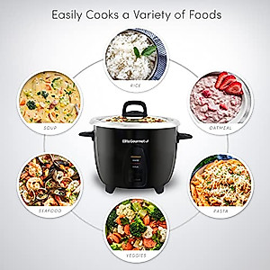 Elite Gourmet ERC2010B Electric Rice Cooker with Stainless Steel Inner Pot Makes Soups, Stews, Porridge's, Grains and Cereals, 10 cups cooked (5 Cups uncooked), Black
