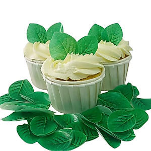 112Pcs Edible Green Leaves for Cupcake Toppers Rice Wafer Paper for St. Patricks Day, Easter Baby Shower Wedding Cake Happy Birthday Party Decoration Wedding/graduation/Hawii/Summer/Anniversary