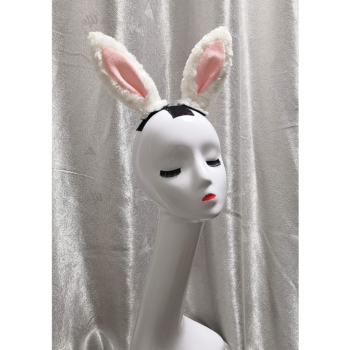 3T-SISTER Helmet Bunny Ear Women Girls Plush Rabbit Ear for Motorcycle Bicycle Ski Helmets Halloween Party Cosplay Wig Helmet Accessory Decorations Velcro Reusable Design （White） 2PCS