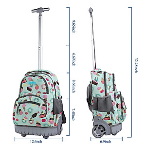 seastig Rolling Backpack 16 inch Wheeled Backpack with Lunch Bag & Pencil Case Roller Backpack Set Carry-on Bag School Travel