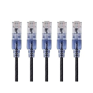 Monoprice Cat6A 20ft White 5-Pk Patch Cable UTP 30AWG 10G Pure Bare Copper Snagless RJ45 SlimRun Series Ethernet Cable