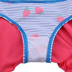 BAOHULU Toddler Girls Swimsuit One Piece Cute Floral Dress Swimwear 3-8 Years S283_StrawberryBlue_140/146