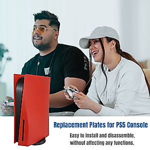 Disc Edition Face Plates Cover Skins Shell Panels for PS5 Console, Playstation 5 Accessories Faceplate Protective Shell Replacement Plate Dustproof Anti-Scratch (Disc Red)