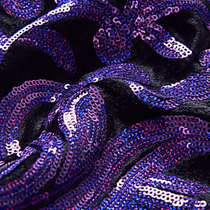 PYJTRL Men Fashion Velvet Sequins Floral Pattern Suit Jacket Blazer (Purple, L)