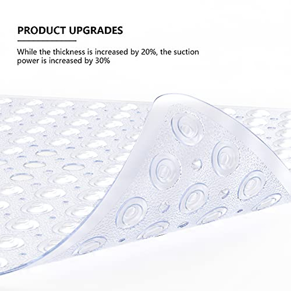 XIYUNTE Square Shower Mat Non Slip - 21 x 21inch Square Bath Shower Tub Mat, Square Rubber Bath Mats for Shower, Non Slip Bathtub Mats with Suction Cups & Drain Holes, Machine Washable, Clear