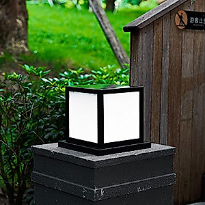 JSBDPHW New Chinese LED Column Light Wiring Pillar Lamp Simple Metal Square Post Light Outdoor Waterproof Pillar Pole Lamp Garden Villa Landscape Lawn Pedestal Light
