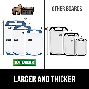 Gorilla Grip Cutting Boards Set of 3 and Manual Can Opener, Cutting Boards Are Slip Resistant, Can Opener Includes Built in Bottle Opener, Both in Blue Color, 2 Item Bundle