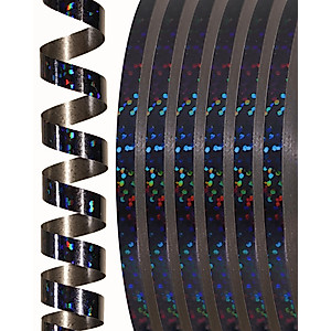 PartyWoo Black Ribbon, 600 Yards Curling Ribbon for Balloons, Iridescent Crimped Ribbon, Shiny Curling Ribbon for Craft, Ribbon for Gift Wrapping, Wedding, Florist Flower (6 Rolls, 100 Yards/Roll)