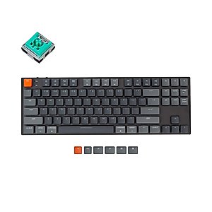 Keychron K1 RGB Hot-swappable Tenkeyless Layout Ultra-Slim Wireless Bluetooth/Wired USB Mechanical Keyboard for Mac Windows with Low-Profile Keychron Optical Mint Switch Full Aluminum - Version 5