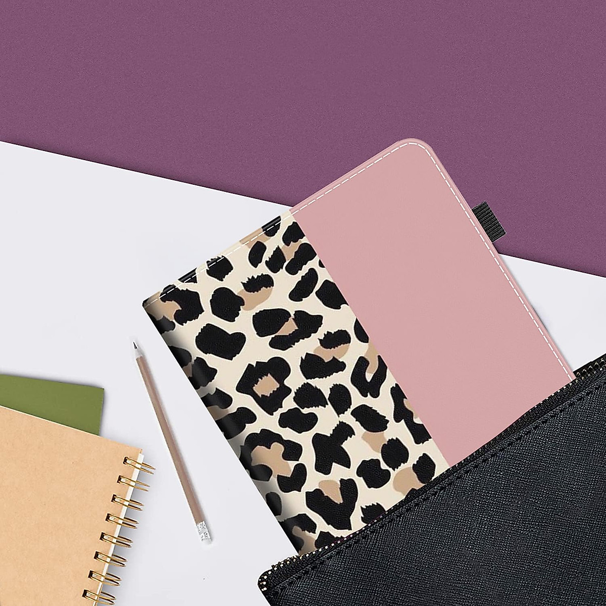 Case for Amazon Kindle Fire HD 8 Tablet 8"(12th/10th Generation, 2022/2020 Release) & HD 8 Plus Tablet，Slim Fit Foldable Standing Cover Case with Auto Sleep/Wake，Leopard Pink