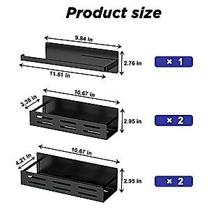 Carwiner Magnetic Spice Rack for Refrigerator 4 Tiers and Paper Towel Holder, Magnetic Refrigerator Organizer, Strong Magnetic Fridge Shelf, Rustproof Side Fridge Storage Rack for Kitchen