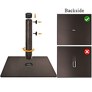 EliteShade USA Up to 160 lbs Square Umbrella Base Steel Plate Stand Market Patio Outdoor Heavy Duty Umbrella Holder, Bonus 18.5" Square Weight Sand Bag (Sand is not Included), Reddish-Brown