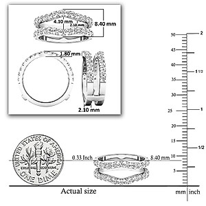 Dazzlingrock Collection Round White Cubic Zirconia Wedding Enhancer Double Ring for Women (1.60 ctw, Color White, Clarity Clean) in 10K White Gold Size 6