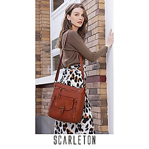 Scarleton Purses for Women, Crossbody Bags for Women, Crossbody Purse, Handbags for Women, Multi Pocket Shoulder Bag Large, H200504A, Brown