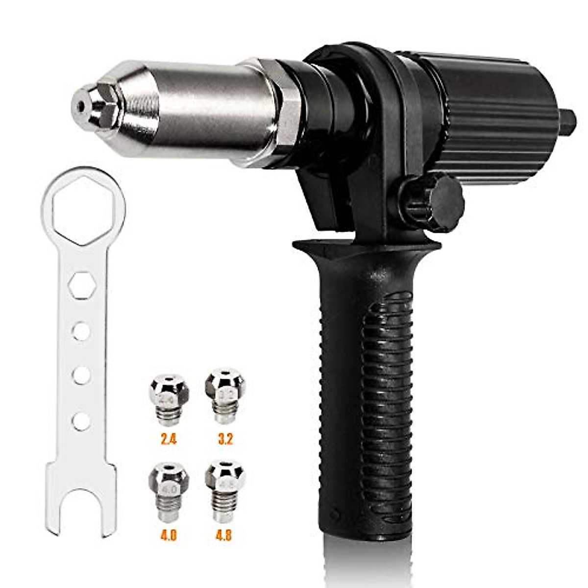 METAWELL Professional Portable Rivet Gun Adapter Kit with Electric Rivet Nut Gun Adaptor Insert Cordless Power Drill Tool Kit- 4 Pcs Different Matching,Drill Adapter with Handle and Wrench
