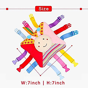 Sensory Pillow Toys for Toddlers, Activity Learning Fine Motor Skill Travel Toy with Buckle for Baby Kid Children Built-in Bell Plush Counting Numbers Buckles Symbol and Numbers (Bee)