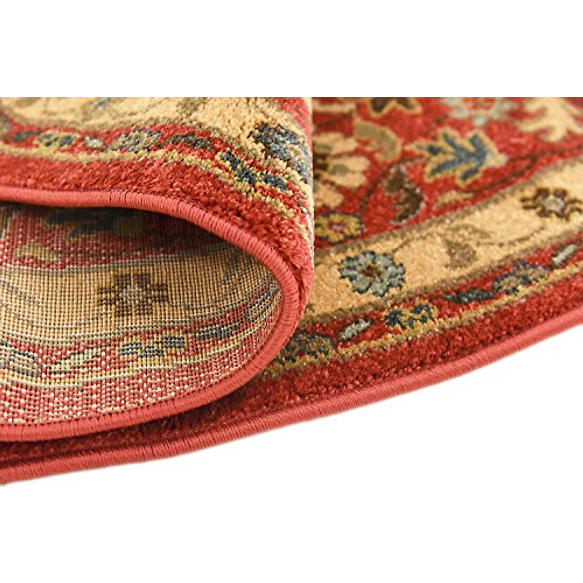 Unique Loom Edinburgh Collection Classic Oriental Traditional French Cottage Inspired Intricate Design Area Rug, 6 ft x 6 ft, Red/Beige