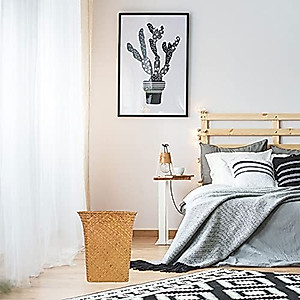 Zerodeko Baskets Wicker Waste Basket Woven Trash Can Straw Garbage Bin Rattan Rubbish Container Rustic Storage Basket Laundry Hamper Flower Pot for Kitchen Home Office (Light Brown) Storage Cubes