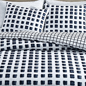 City Scene- King Duvet Cover Set, Reversible Bedding Set with Matching Sham(s), Modern Home Décor (Urban Shibori Blue, King)