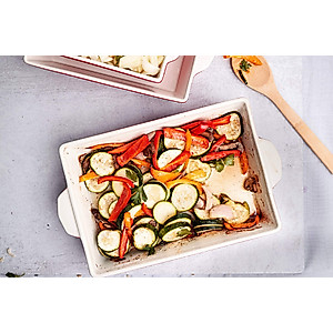 Kook Casserole Dishes for Oven, Ceramic Bakeware Set, Rectangular Baking Dishes, For Casseroles, Lasagna, Cake, Small, Medium & Large Pans, Microwave & Dishwasher Safe, Set of 3 (Cherry)