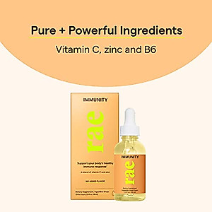 Rae Wellness Immunity Drops - Supports Immune System with Vitamin C, Zinc and Vitamin B6 - Liquid Immune Support Drops - Vegan, Non-GMO, Gluten-Free - 1.9 Oz (30 Servings)