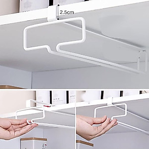 LINFIDITE Wine Glass Rack Under Cabinet No Drilling Stemware Rack Hanger Wine Glass Holder Kitchen Hanging Glass Storage Rack Organizer,White