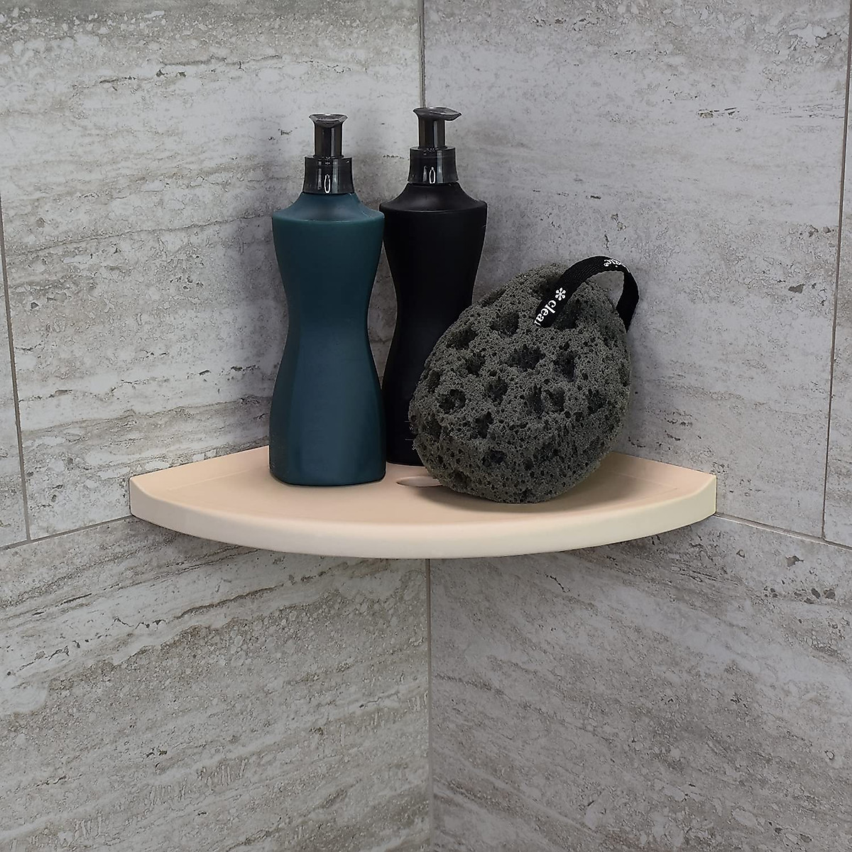 Questech Decor Corner Shower Shelf, Lugged for New Construction, Shower Corner Shelf for Tiled Walls, 10 Inch Metro Lugged Shower Caddy Bathroom Organizer, Sand Matte