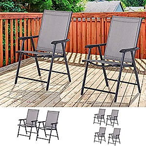 Outsunny Folding Outdoor Patio Chairs Set of 2 Stackable Portable for Deck, Garden, Camping and Travel