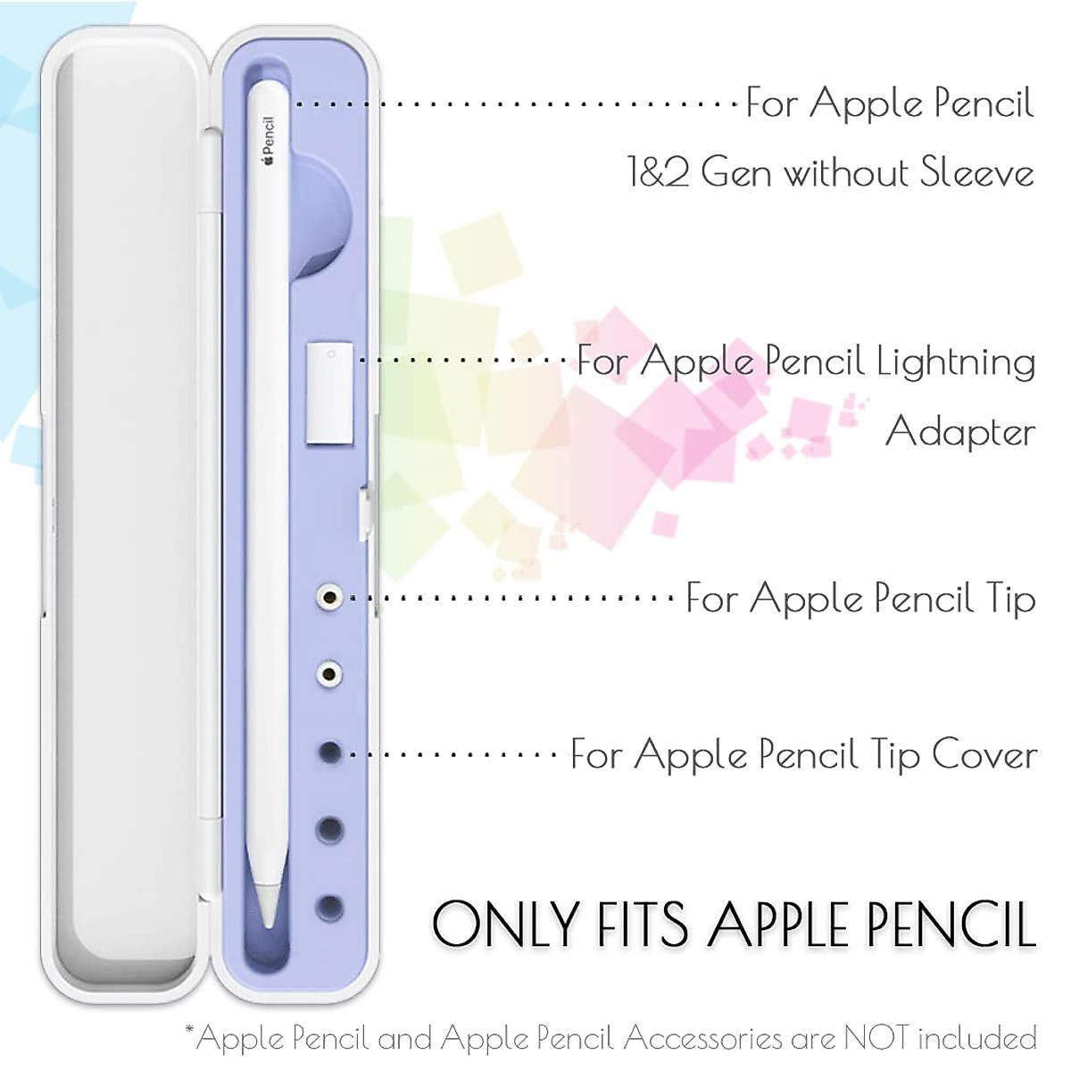 Meowster Storage Box with Lid for Apple Pencil 2nd Gen and 1st Generation - Pen Protective Carrying Case for iPad Pencil - Holder Accessories - Shock-Absorption (Purple)