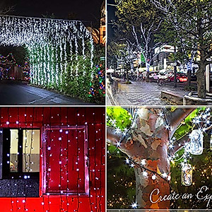 LALAPAO Solar String Lights 72ft 200LED 8 Modes Outdoor Lighting Solar Powered Christmas Lights Waterproof Starry Fairy Lights for Patio Lawn Garden Home Wedding Xmas Party Tree Decor (White)