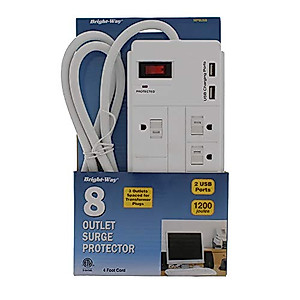 Bright Way Surge Strip,8 Outlet,White