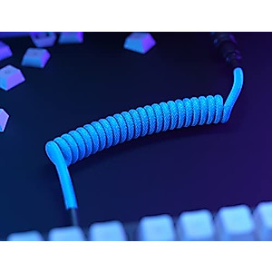 Glorious Coiled Keyboard Cable – Coiled USB C Cable Artisan Braided Cables for Mechanical Gaming Keyboard Coiled Cable - Custom Keyboard Cable (Black)