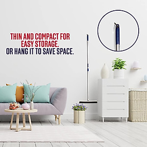 Candor Rotatable Push Broom | 63 Inch Long Lightweight Flexible Cleaning Brush Swiftly Glides Under Beds, Tables, Sofas, Ovens | Also Includes A Handy Brush to Clean The Broom | 18 Inch Head