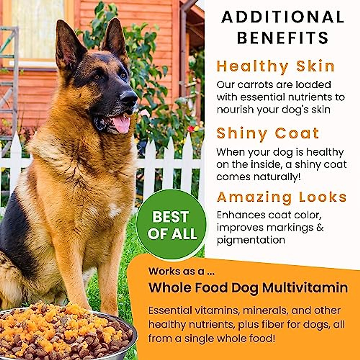 Olewo Original Carrots for Dogs – Fiber for Dogs Keep Poop Firm, Digestive Dog Food Topper, Skin & Coat Support, Dehydrated Whole Food Dog Multivitamin, Gut Health for Dogs, 2.2 lbs