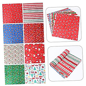 FAVOMOTO 16 pcs Gift Fabrics Squares Santa Cm X Stocking Quilting Art DIY Beautiful Cloths Square Quarters for Precut Doll Tree Scraps Fabric Large Bundles Craft Xmas Making Material Christmas Fabric
