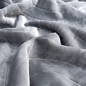 SOFTBEAR Grey Twin Blanket Flannel Fleece Semi-Circular Pattern, Soft, Fluffy, Plush and Warm Blanket for Bed, Couch, Sofa, Camping