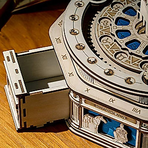 Hands Craft DIY 3D Wooden Puzzle – Globe Earth Mechanical Assembly Model Kit with Secret Locker Brain Teaser Educational STEM Toy Adults and Teens to Build Safe and Non-Toxic Laser Cut Wood ST002