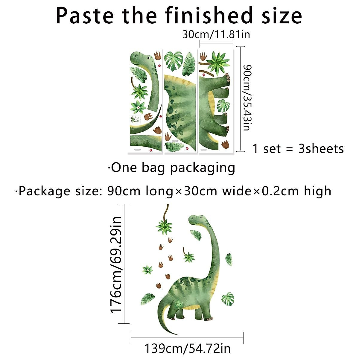 NXUEBDU Large Dinosaur Wall Decals for Boys Bedroom Dino Footprints Wall Stickers Peel and Stick Baby Toddler Kids Room Wall Decor Murals for Nursery Daycare Classroom Decoration (KL-BM2063)