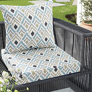 idee-home Outdoor Cushions for Patio Furniture, Outdoor Seat Cushions 24 x 24 with Fade Resistant Waterproof Removable Cover, Deep Seat Replacement Couch Sofa Chair Cushions for Yard Garden