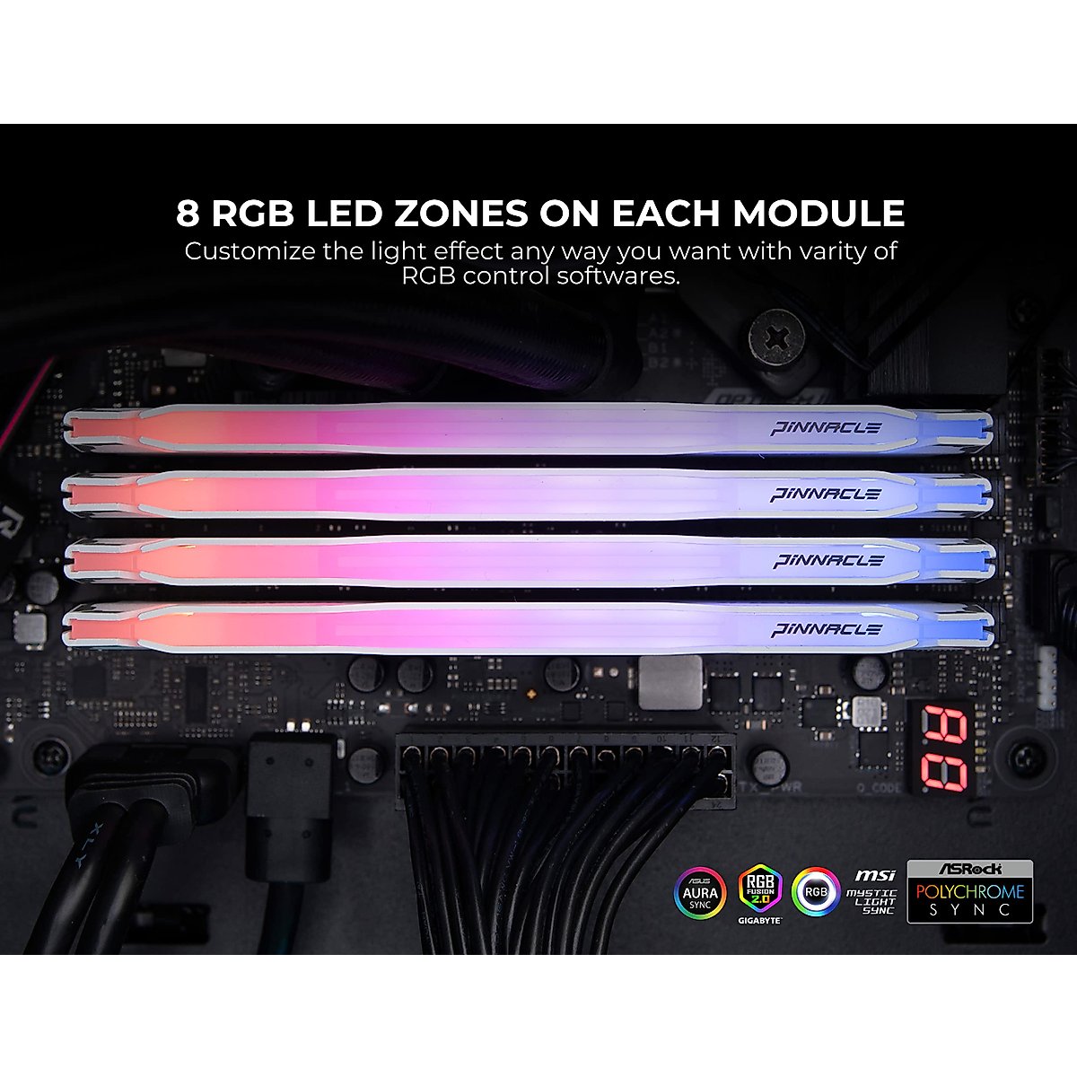 Timetec Pinnacle Konduit RGB DDR4 3200MHz PC4-25600 CL16-18-18-38 XMP2.0 Overclocking 1.35V Compatible for AMD and Intel Desktop Gaming PC Memory Module RAM (RGB White, 16GB KIT(2x8GB))