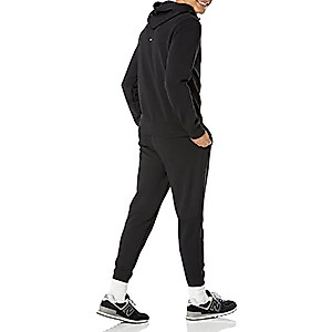 Amazon Essentials Men's Active Sweat Zip Through Hooded Sweatshirt (Available in Big & Tall), Black, Large