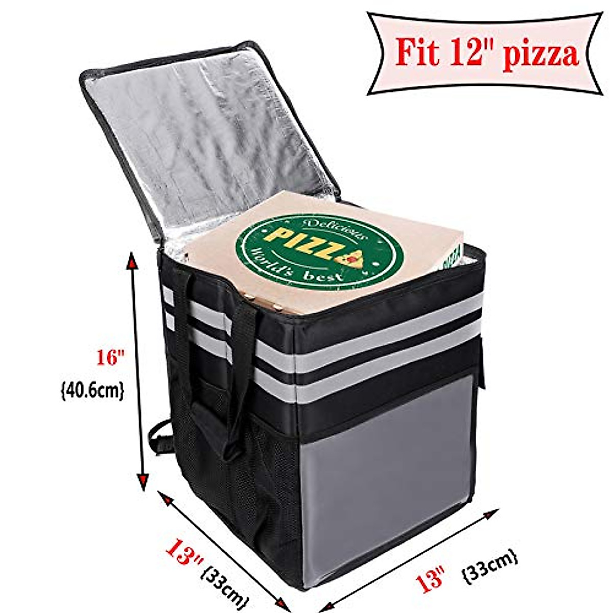 OGEFOTED Insulated Pizza Delivery Bag, Food Delivery Backpack, Leak-Proof Thermal Backpack,Soft Sided Cooler Grocery Backpack
