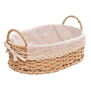 Amosfun Wicker Cutlery Basket Wardrobe Basket Small Wicker Basket Home Storage Basket Bread Magazine Storage Basket Seaweed Baskets Toy Basket Rattan Desktop Basket Baby Cosmetic
