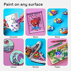 ARTISTRO Acrylic Paint Markers Pens – 30 Acrylic Paint Pens Medium Tip (3mm) - Great for Rock Painting, Wood, Fabric, Card, Paper, Ceramic & Glass - 28 Colors + Extra Black & White Paint Marker Set