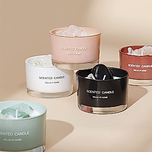 Hi.I.U.88 Soy Wax Essential Oils Cotton Wick Aromatherapy Candles with Healing Crystals Gift for Women, Travel Decorative Floral Tin All Seasons 10 Hour Burn，with Matte Pink Glass Candle, 2.9x1.9