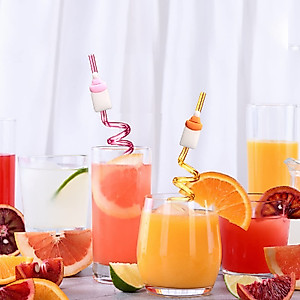 24 Reusable Baby Bottle Plastic Straws for Girls Boys Baby Shower Party Gift Favors with 2 Cleaning Brushes