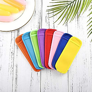 Mirenlife 24 Pack Ice Pop Sleeves Antifreezing Popsicle Holders Bags Neoprene Insulator Sleeves Freezer, 8 Colors